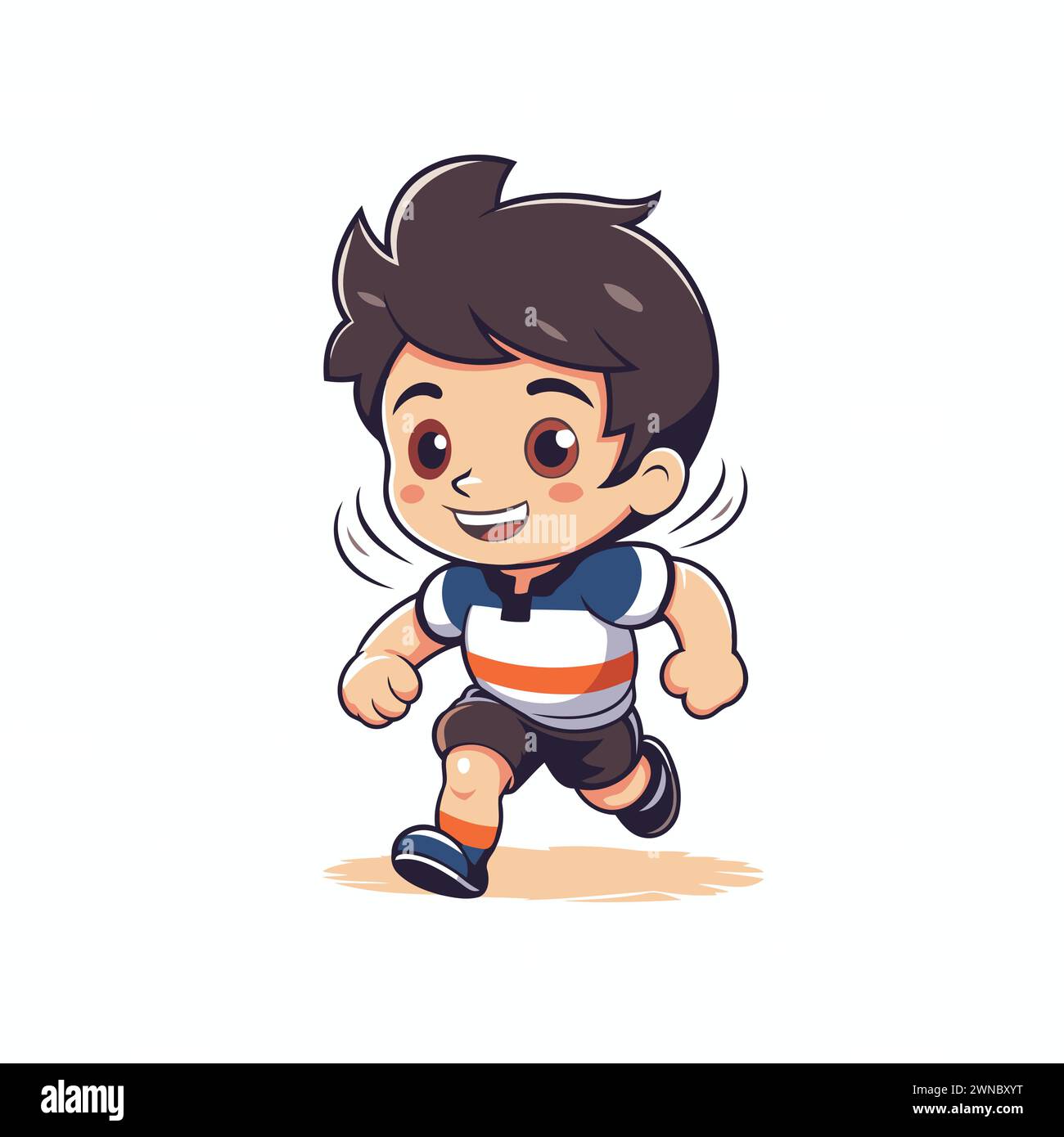 Little boy running cartoon vector Illustration isolated on a white ...