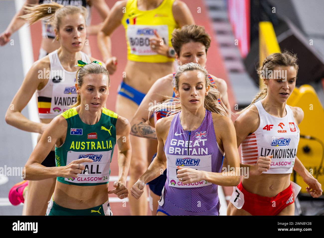 Glasgow, Scotland. 01 March 2024. Georgia BELL (GBR) leads from Linden ...