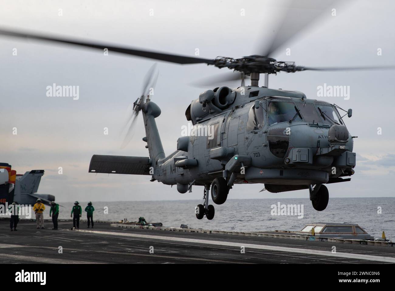 An MH-60R Sea Hawk, attached to the “Spartans” of Helicopter Maritime ...