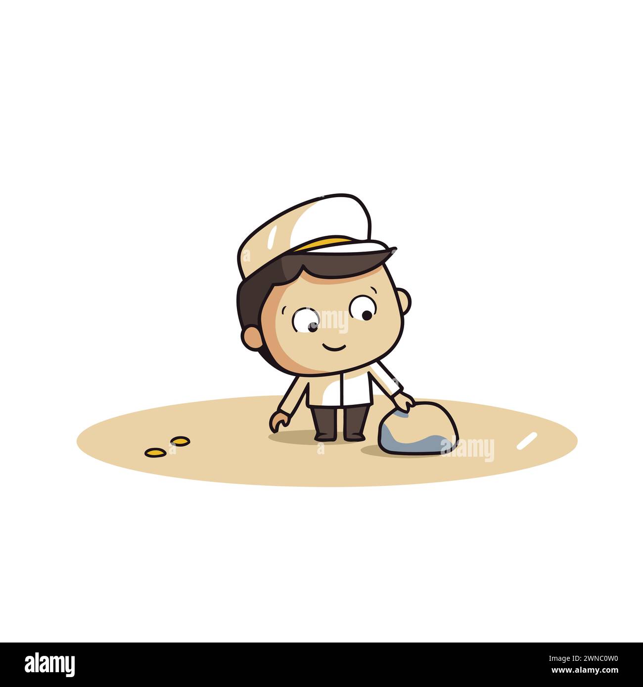 Cartoon character illustration of a boy digging a hole in the sand ... Cartoon character illustration of a boy digging a hole in the sand ...