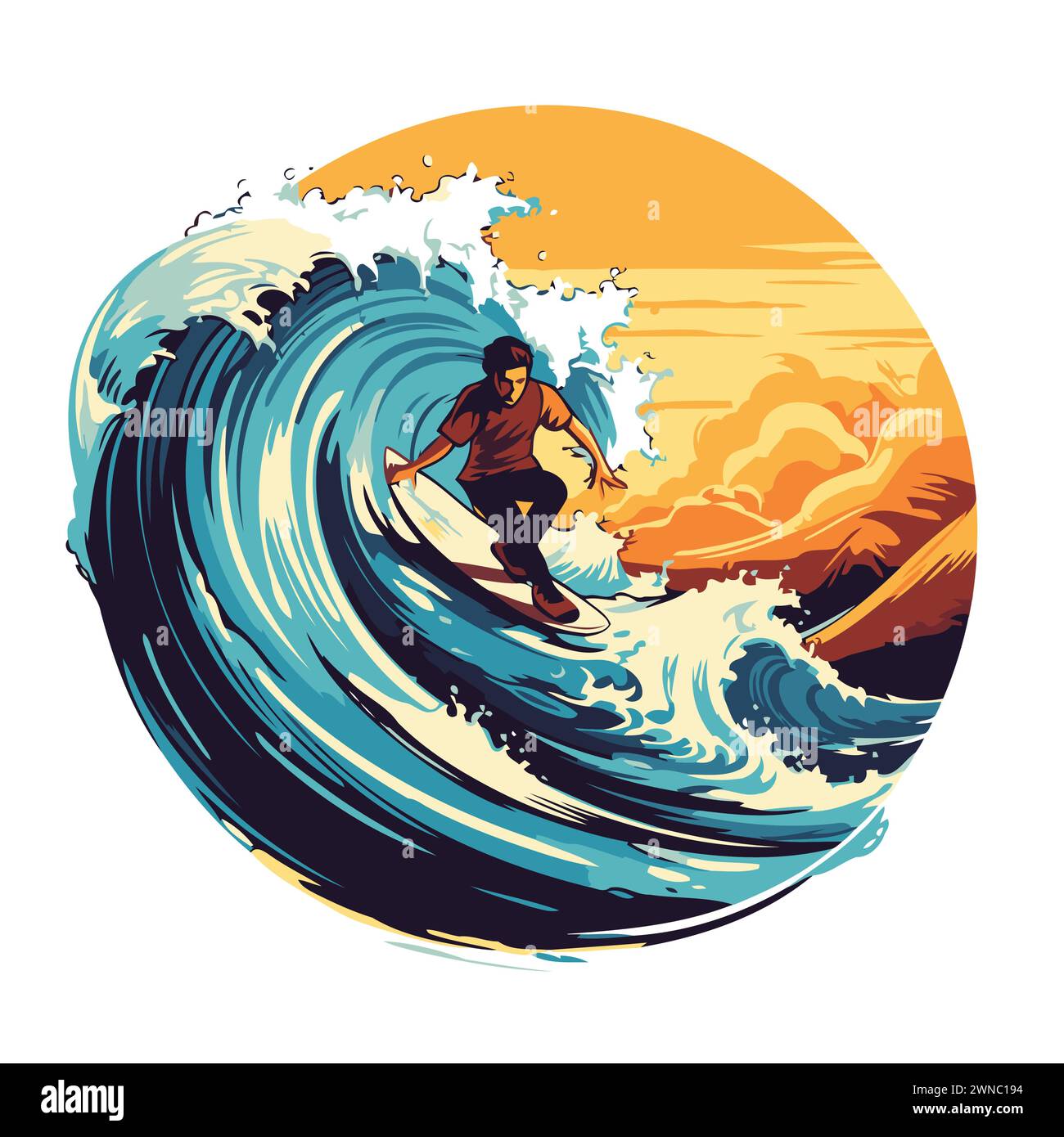 Waves of water and surfer Stock Vector Images - Alamy