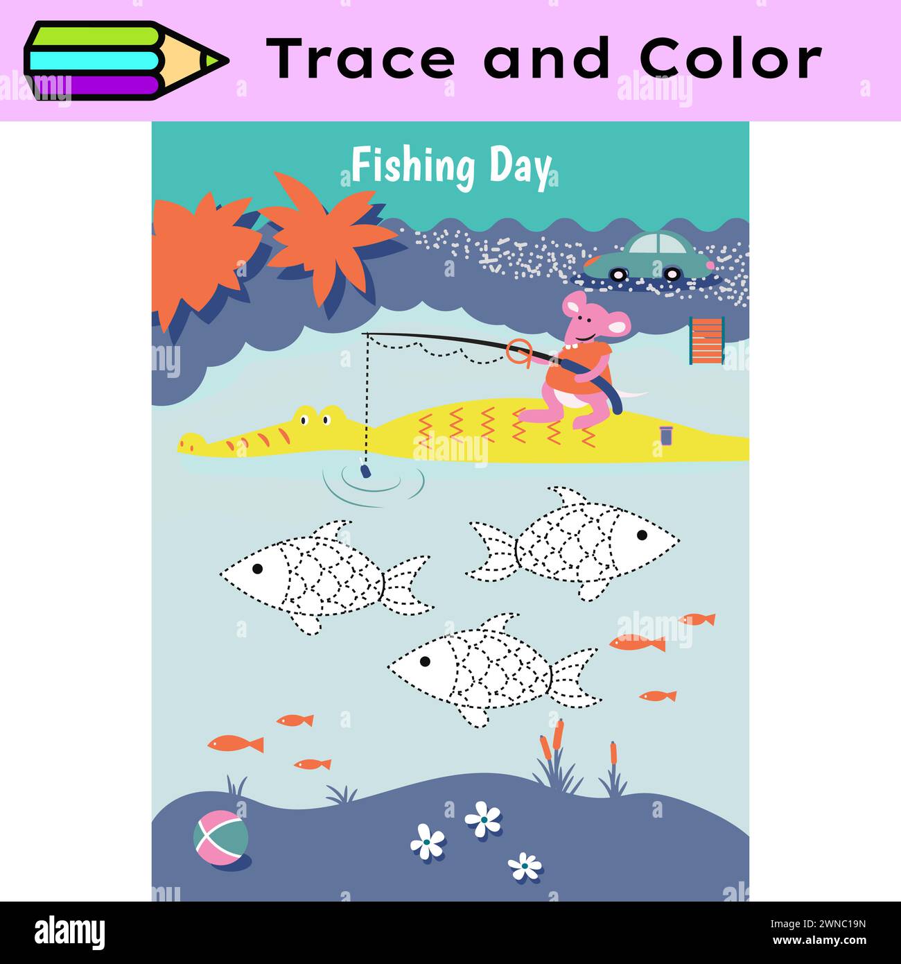 Pen tracing lines activity worksheet for children. Pencil control for ...