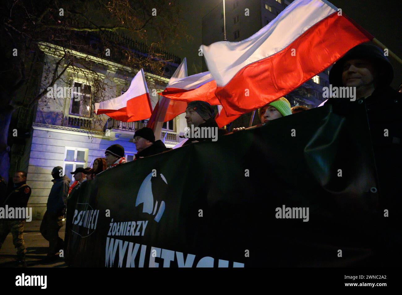 Cursed Soldiers National Remembrance Day in Warsaw. People wave Poland ...