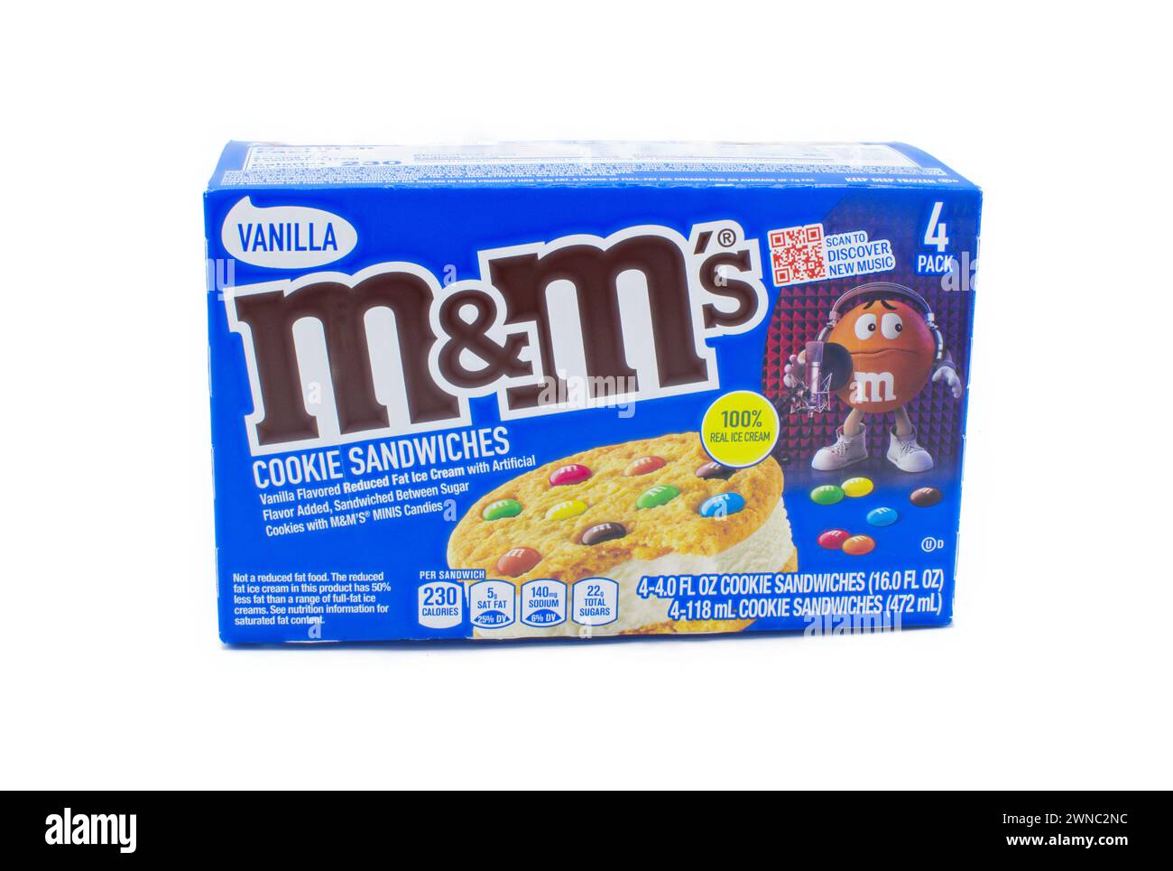 Ocala, FL 2-29-2024 A package of m and m MMs frozen vanilla ice cream ...