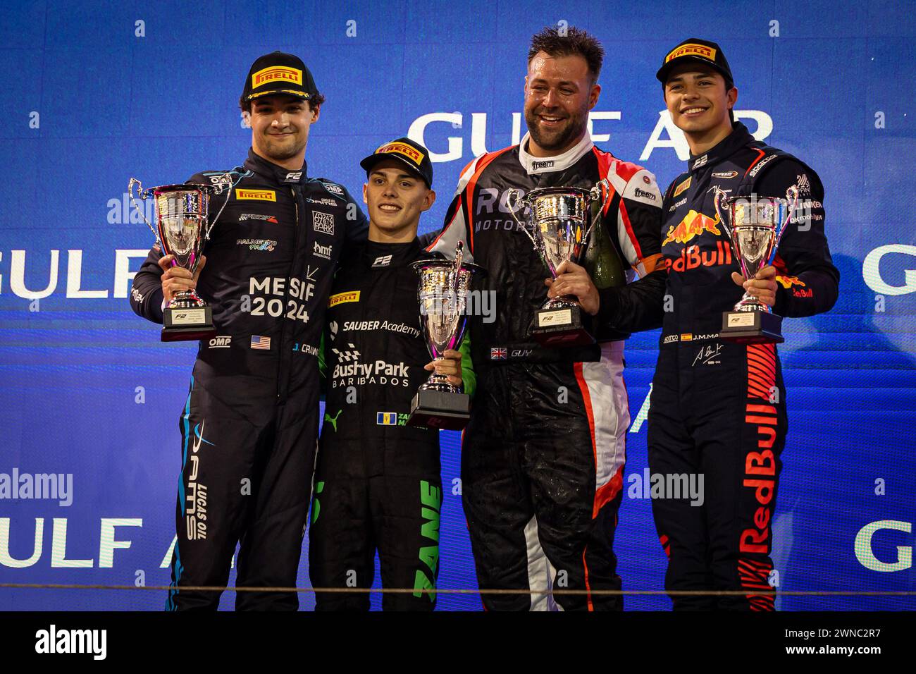 MALONEY Zane (bar), Rodin Motorsport, Dallara F2 2024, podium, portrait ...