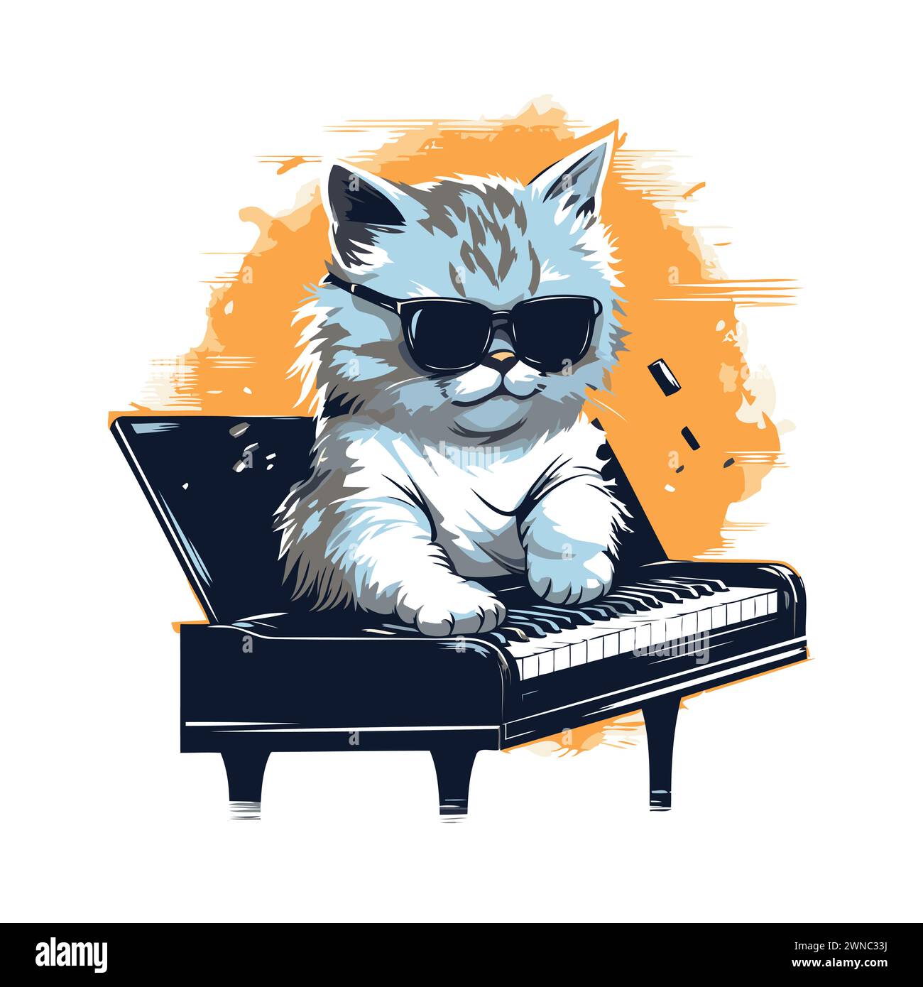 Cat piano Stock Vector Images - Alamy