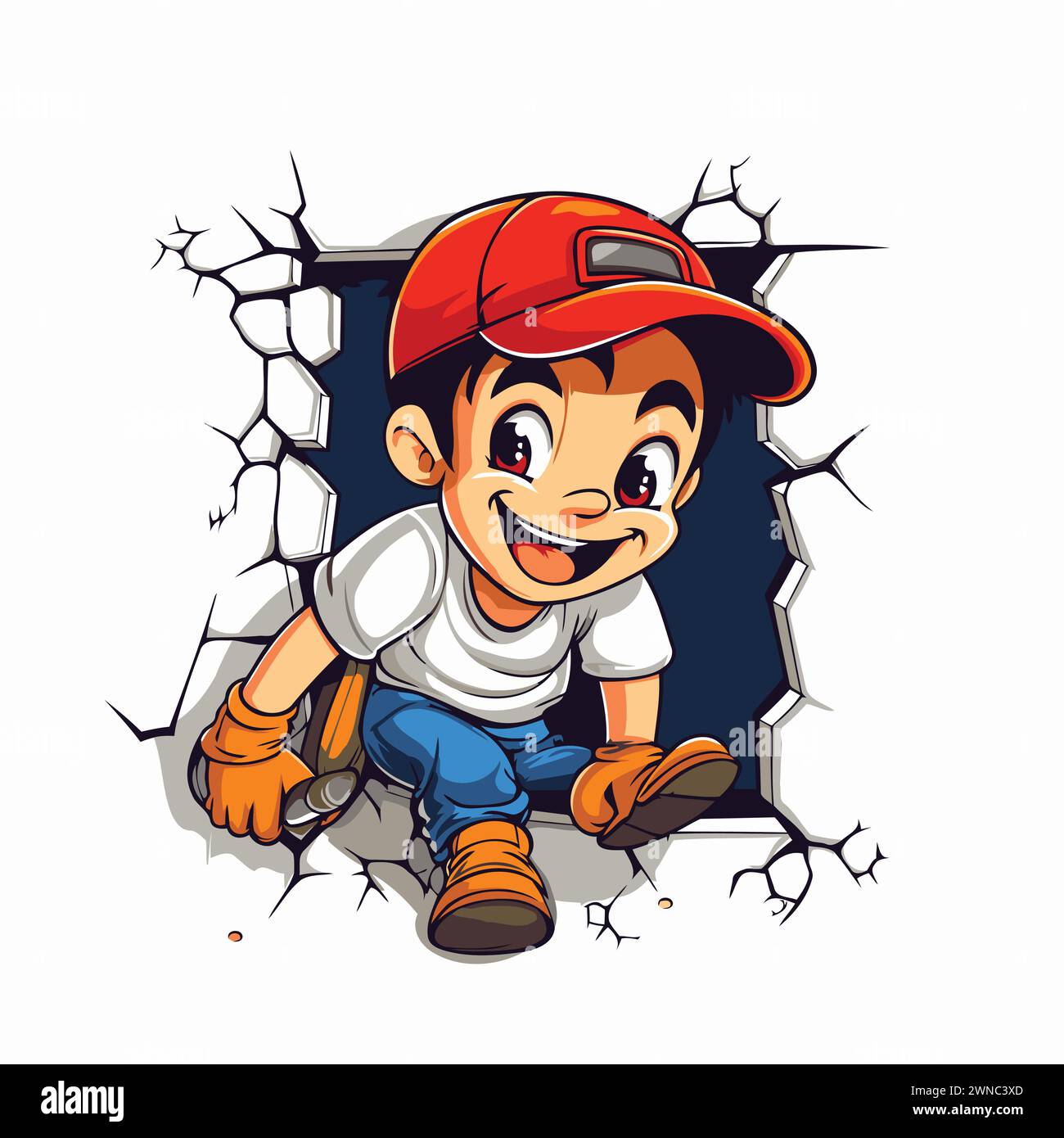 Breaking through wall Stock Vector Images - Alamy