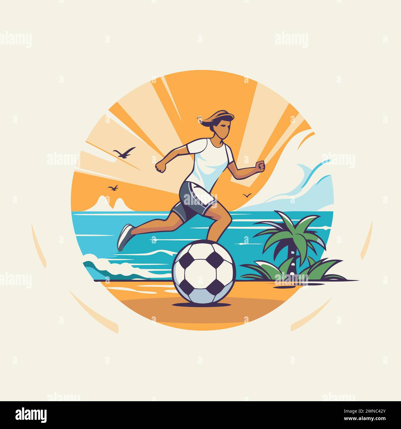 Soccer on beach Stock Vector Images - Alamy