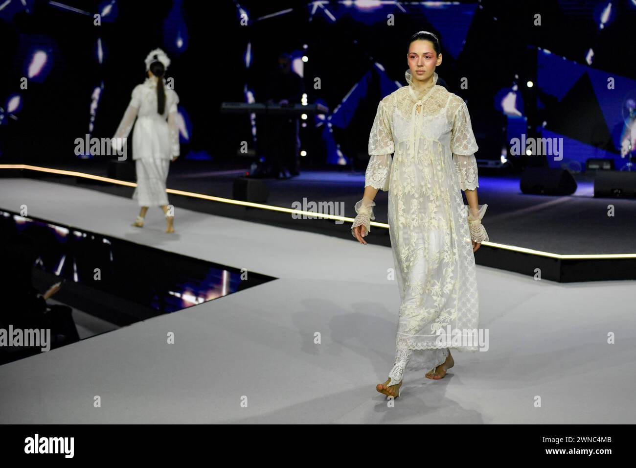 Moscow, Russia. 1st Mar, 2024. A model presents a creation during the ...