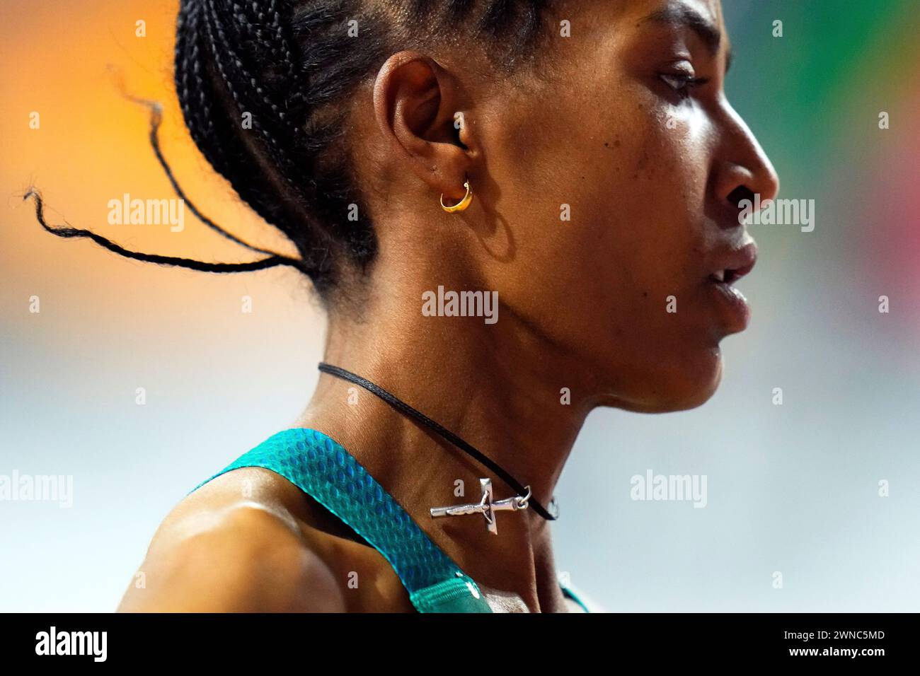 Birke Haylom, of Ethiopia, competes in a women's 1,500 meters heat ...