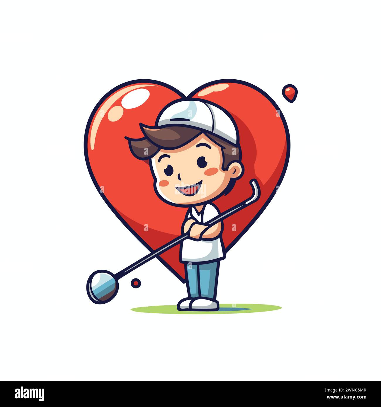 Golfer boy with heart and golf club. Vector illustration Stock Vector ...
