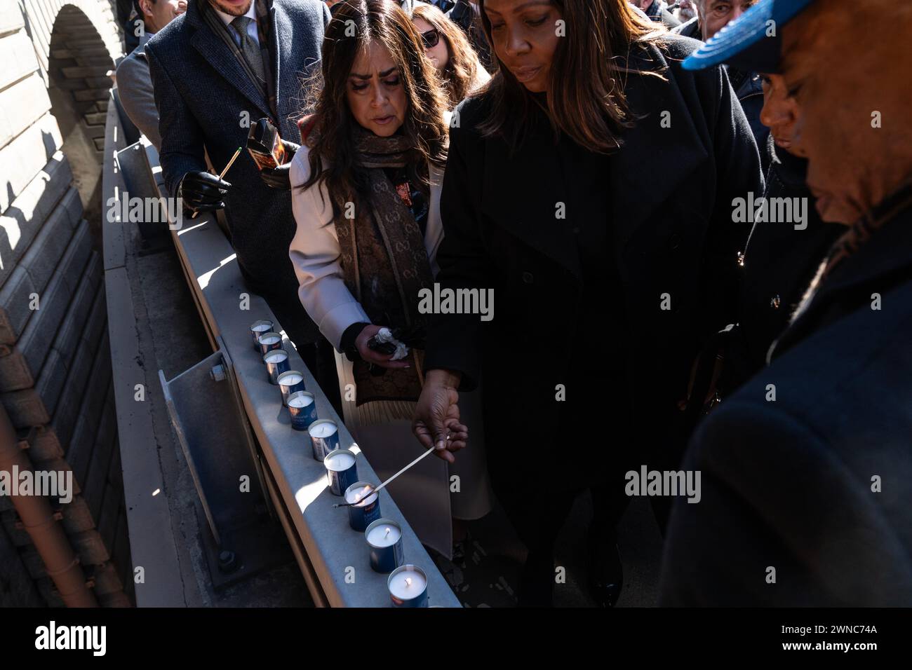 State Attorney General Letitia James lits candles on Ari Halberstam ...