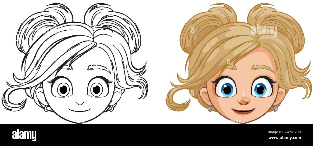 Transformation of a line drawing to a colored character Stock Vector ...