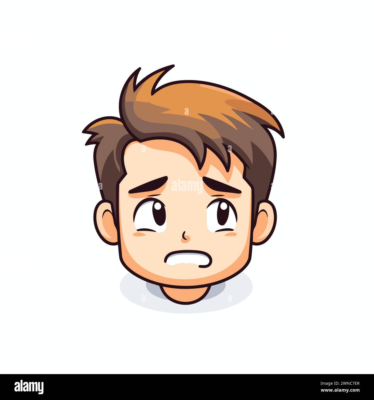 Angry boy face on white background. Cute cartoon vector illustration ...