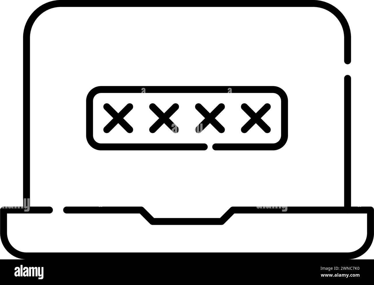 Laptop and password. Protected personal account. Pixel perfect, editable stroke icon Stock ...