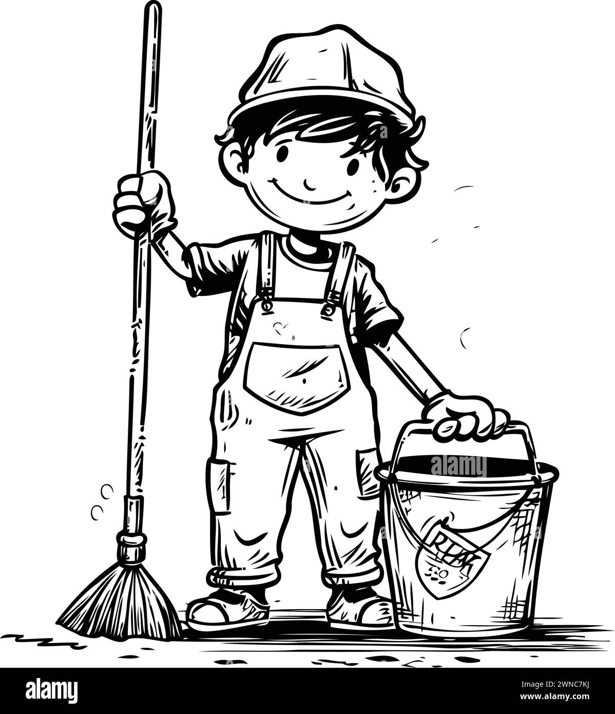 Cleaner cartoon Black and White Stock Photos & Images - Alamy