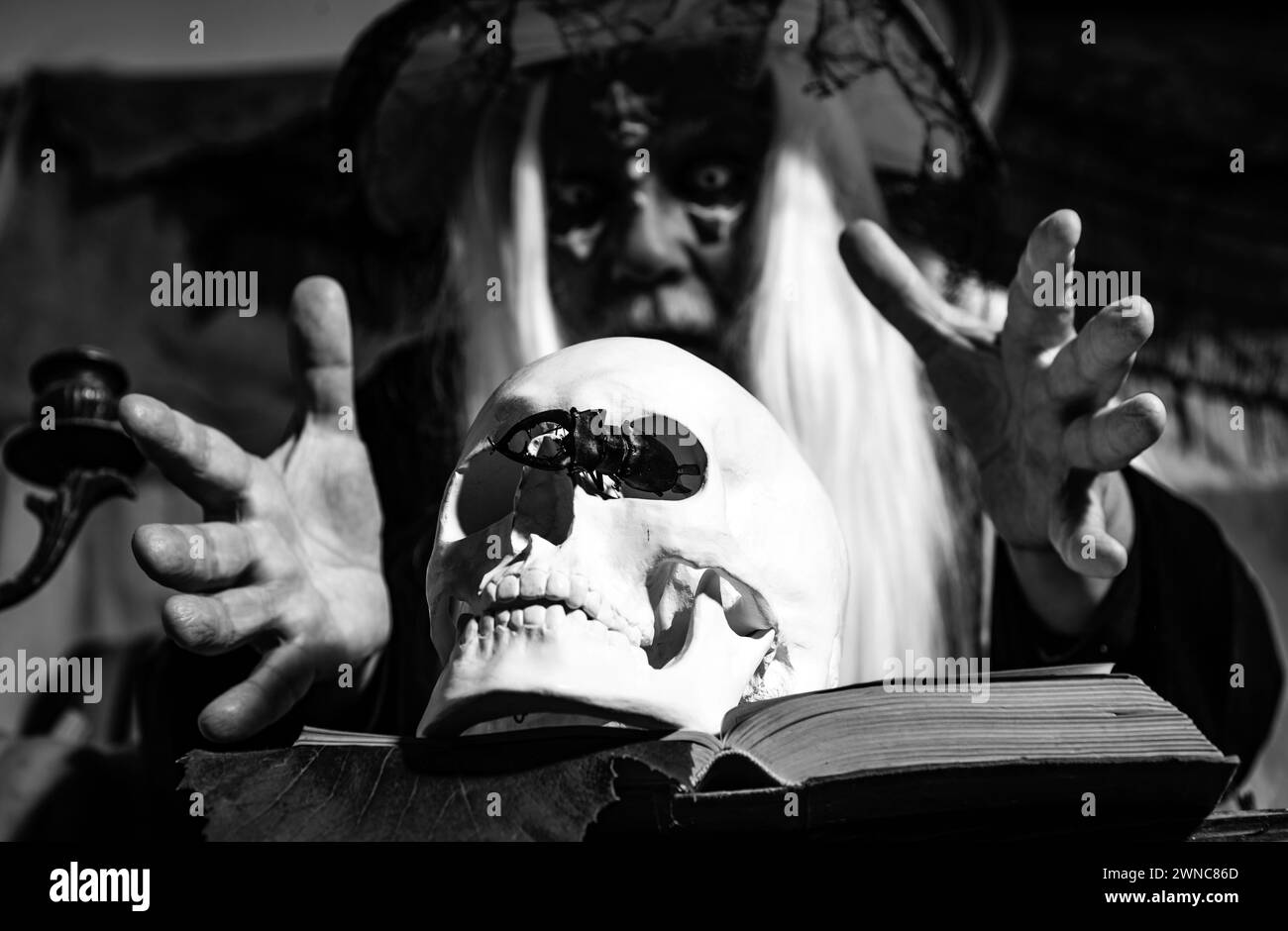 Halloween Devil with bloody professional makeup. Halloween art Blood ...