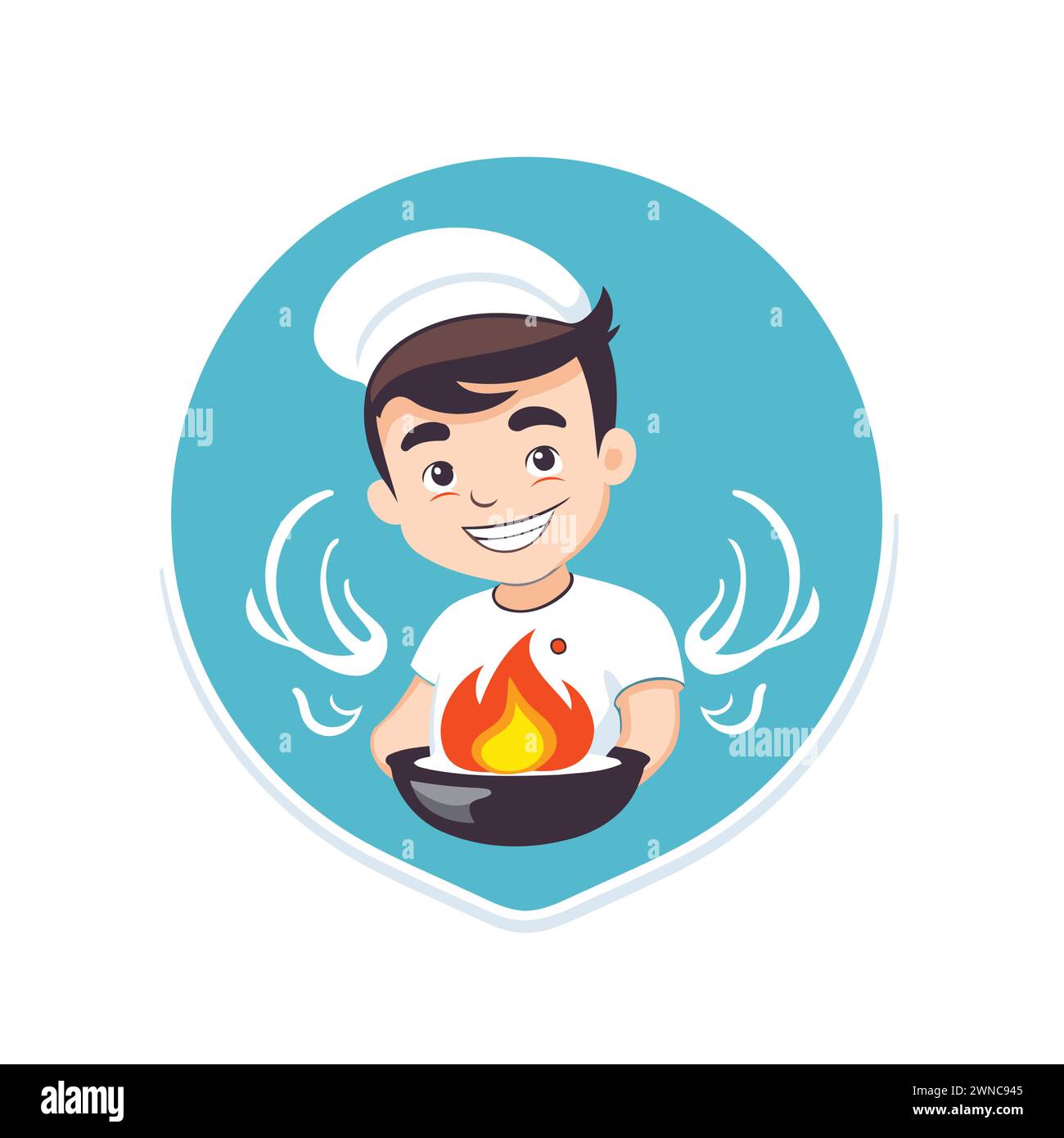 Chef cooking. Vector illustration in cartoon style on white background ...