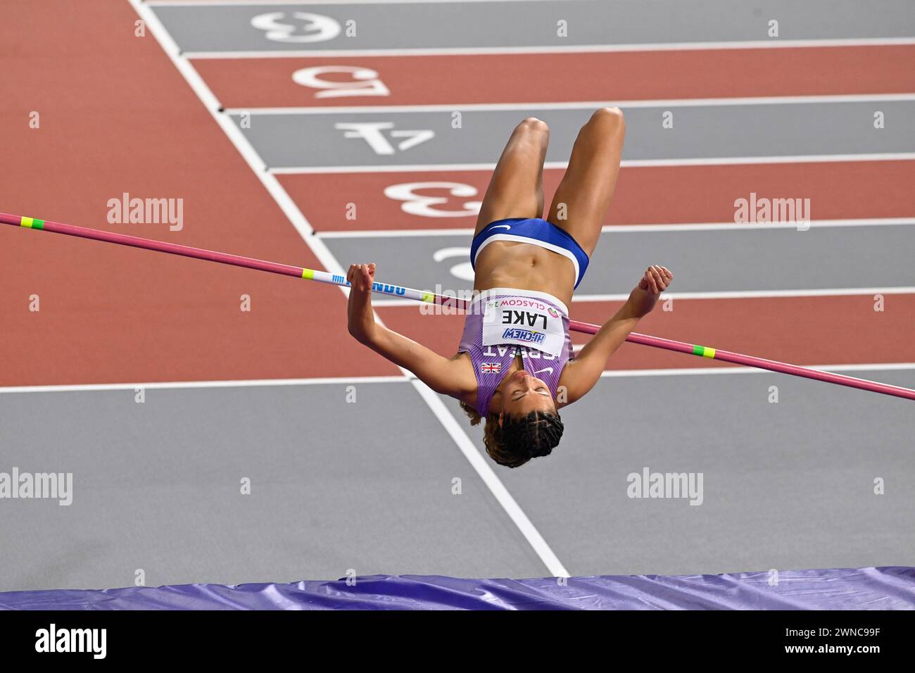 Glasgow Scotland :1–3-2024:Morgan LAKE GBR High Jump action 1.95m at ...