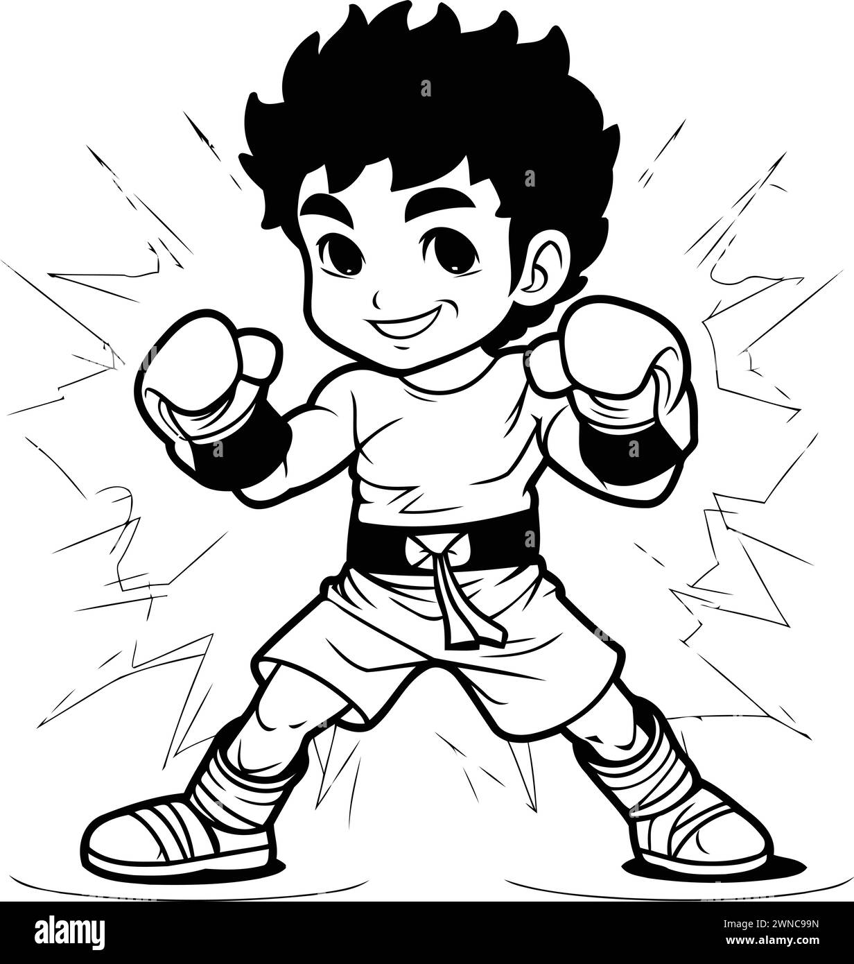 Cartoon boxer vector illustration Black and White Stock Photos & Images ...