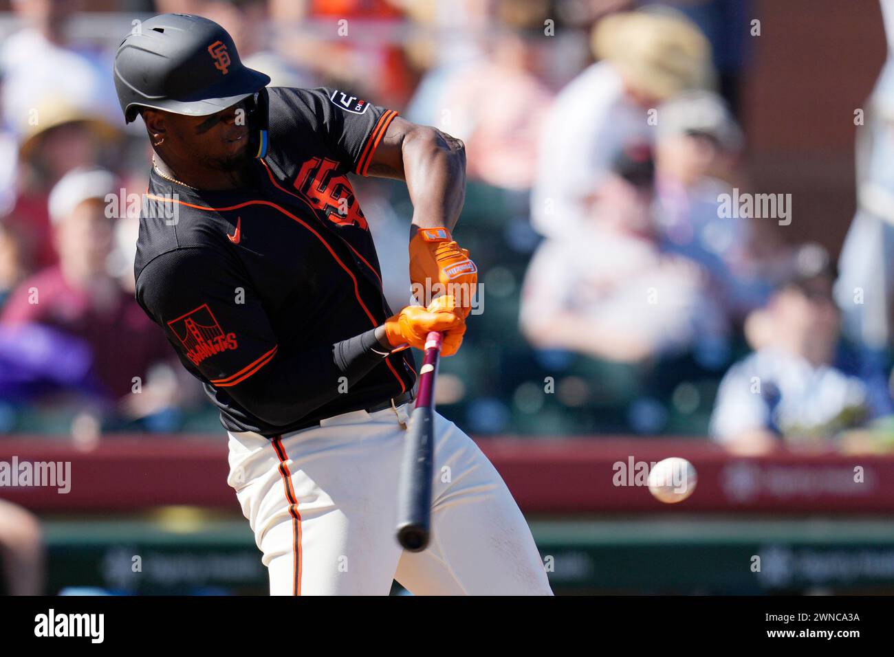 San Francisco Giants' Jorge Soler connects for a single against the ...