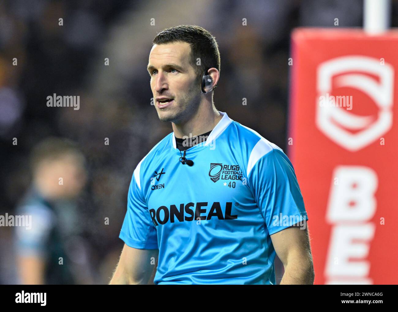 Referee Jack Smith, during the Betfred Super League Round 3 match Wigan ...