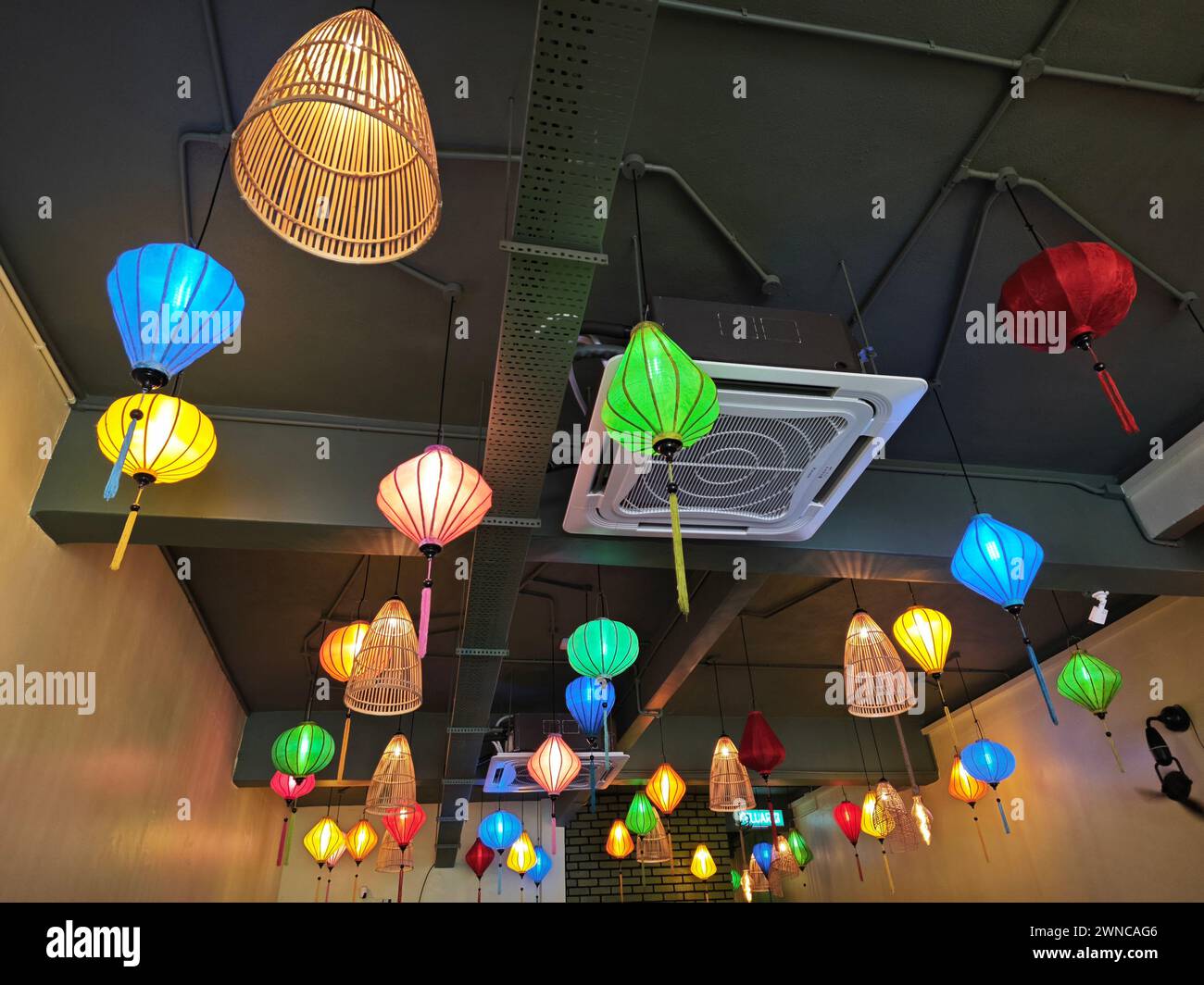 colorful designed electric ceiling light bulb Stock Photo - Alamy