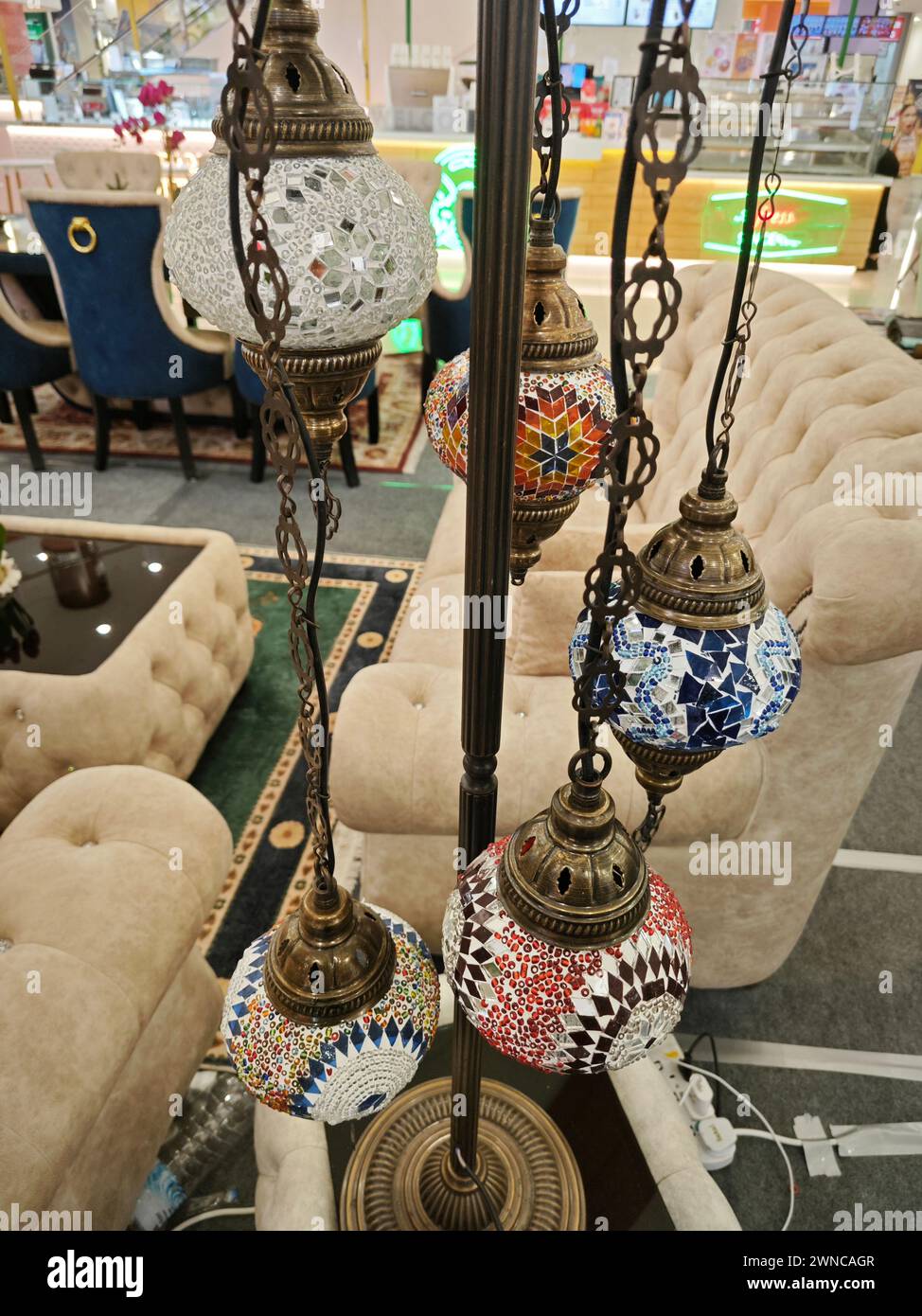 colorful designed electric light bulb stand Stock Photo - Alamy