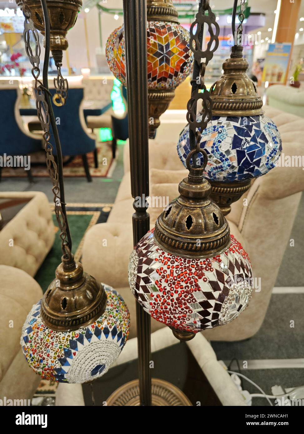 colorful designed electric light bulb stand Stock Photo - Alamy