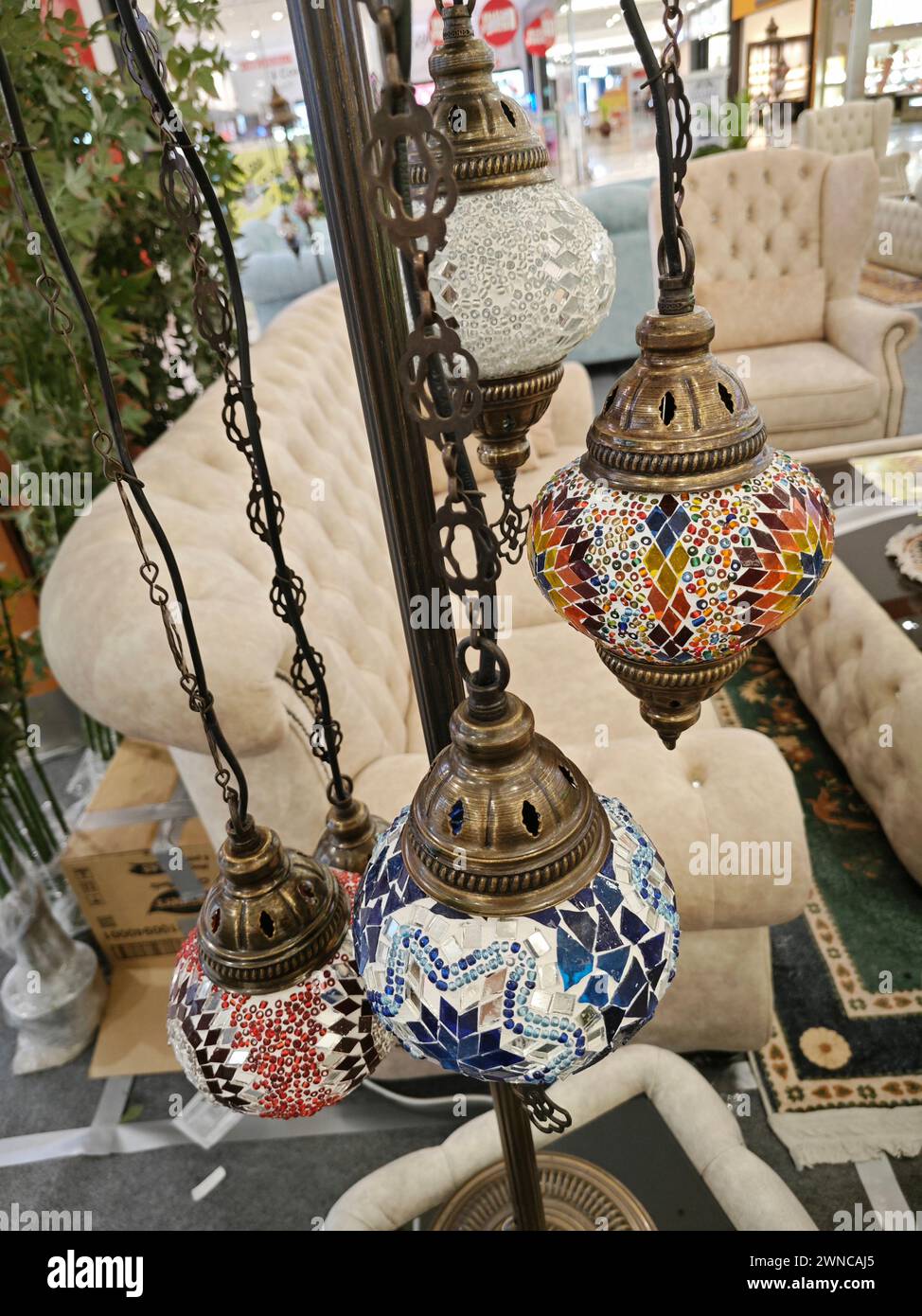 colorful designed electric light bulb stand Stock Photo - Alamy