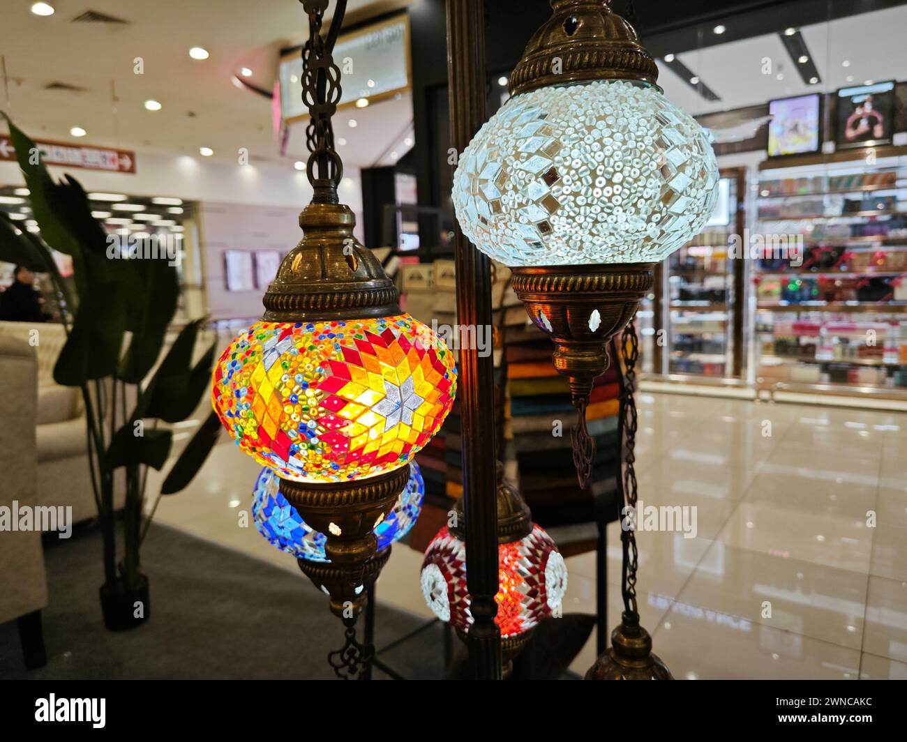 colorful designed electric light bulb stand Stock Photo - Alamy