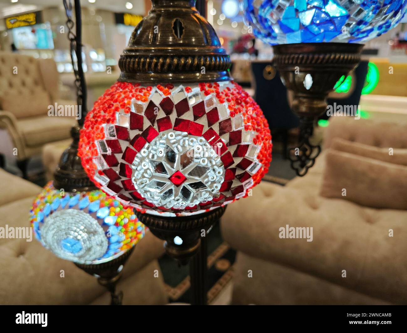 colorful designed electric light bulb stand Stock Photo - Alamy