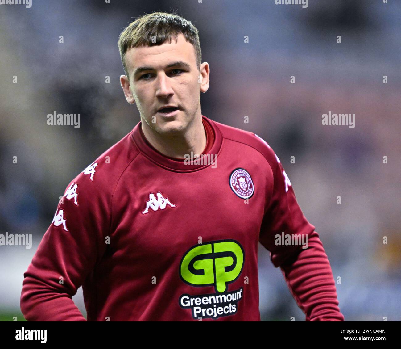 Harry Smith of Wigan Warriors during pre match warm up, during the ...