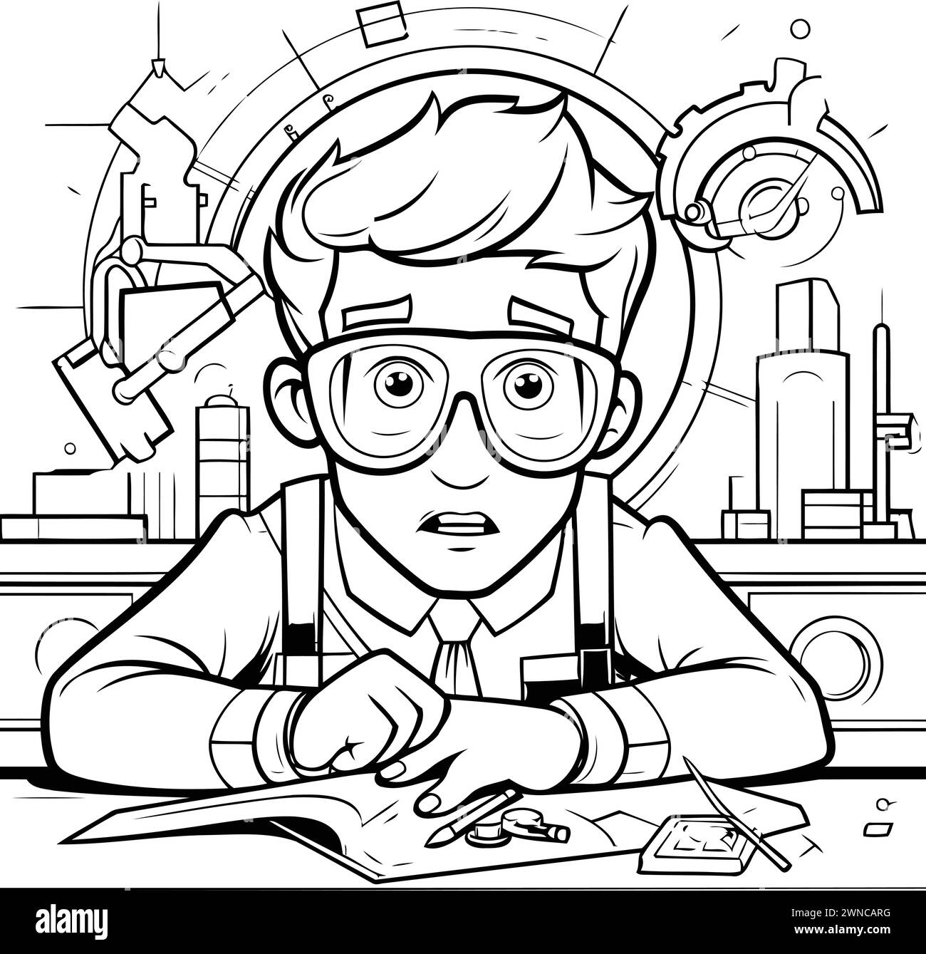 Engineer drawing technical Stock Vector Images - Alamy