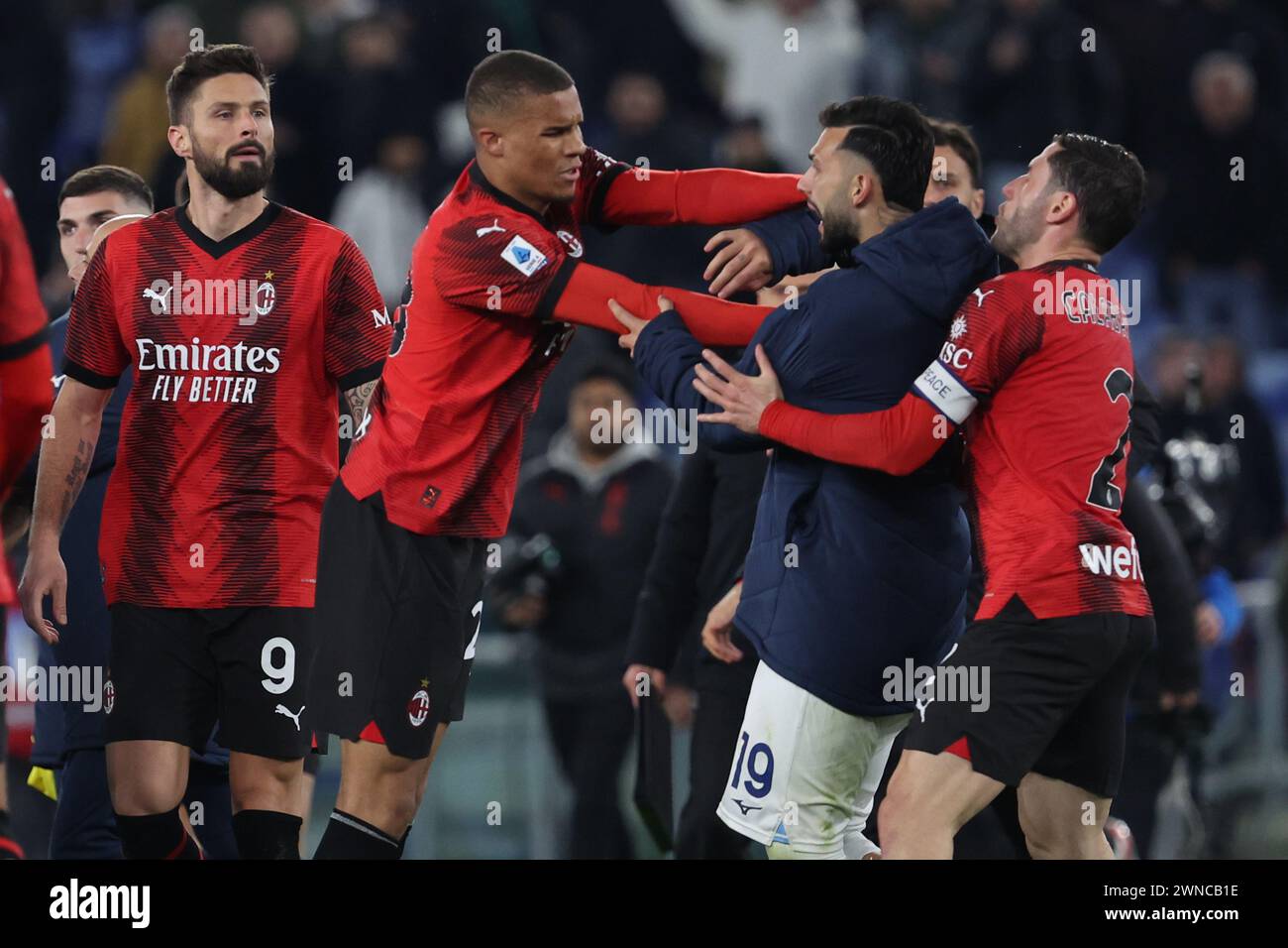 Rome, Italy 01.03.2024: final brawl between players Fikayo Tomori of ...