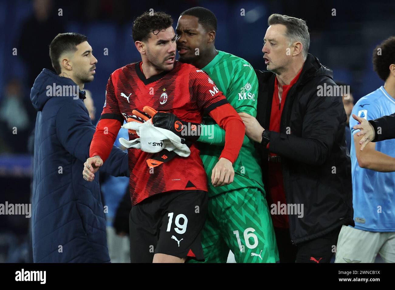 Rome, Italy 01.03.2024: final brawl between players Theo Hernandez of ...