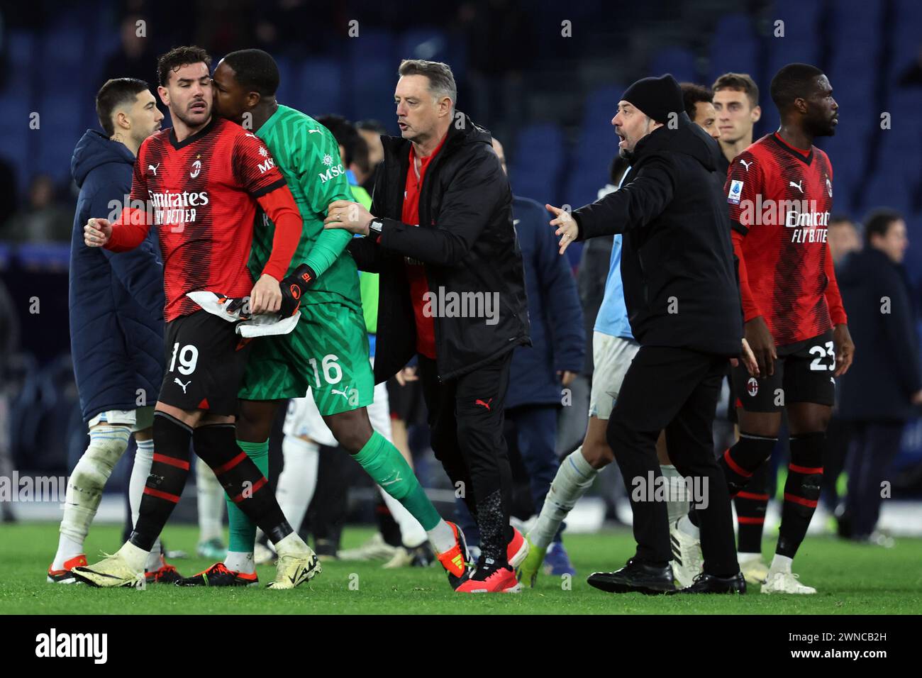 Rome, Italy 01.03.2024: final brawl between players Theo Hernandez of ...