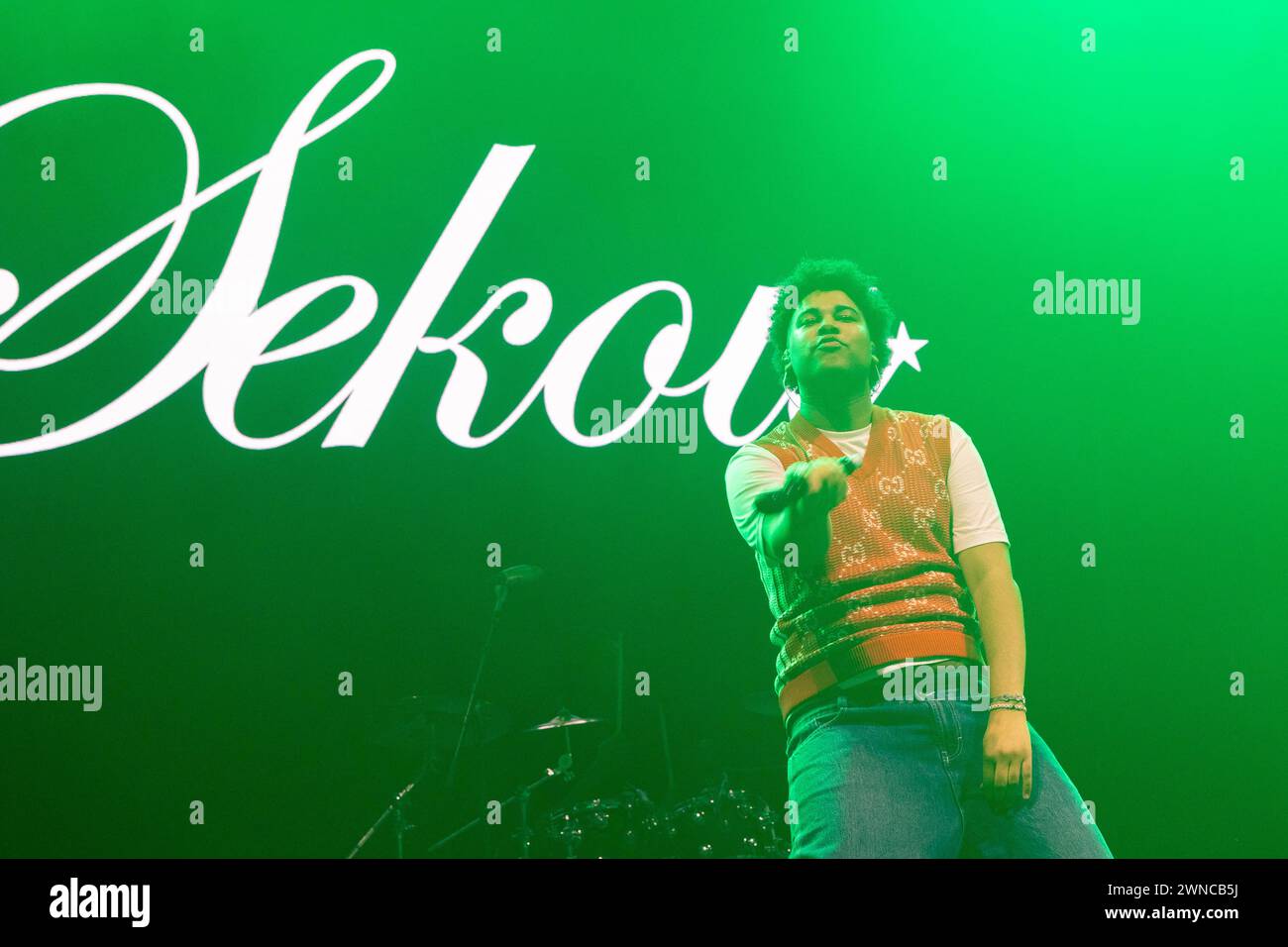 London, UK. March 1st, 2024. British singer Sekou performs at the ...