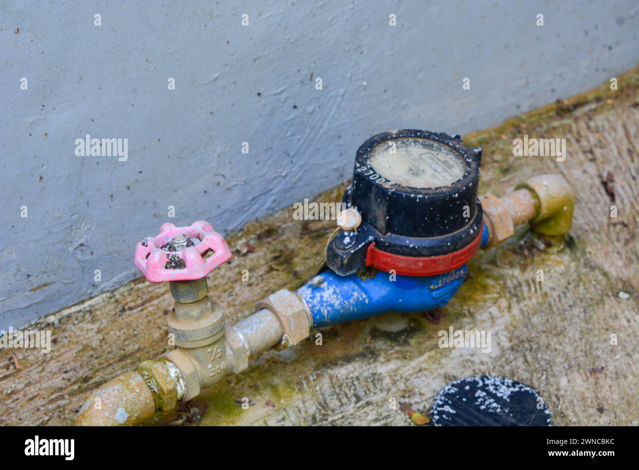 Water meter and water pipe, Measuring device to check counter number of ...