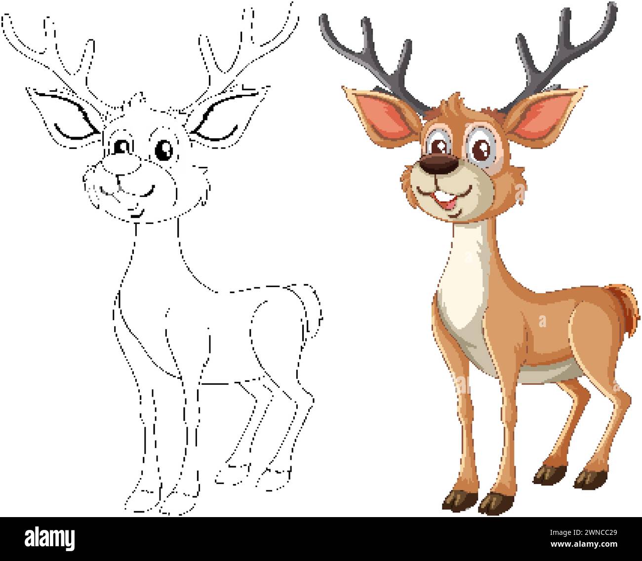 Vector illustration of a reindeer, colored and outlined Stock Vector ...