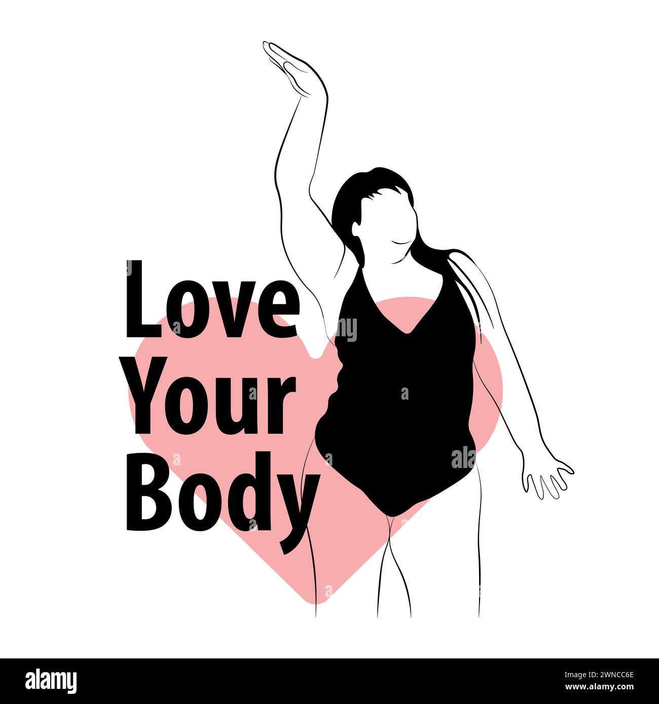 Stop body shaming, love yourself. Figure of plus-size model in bodysuit ...