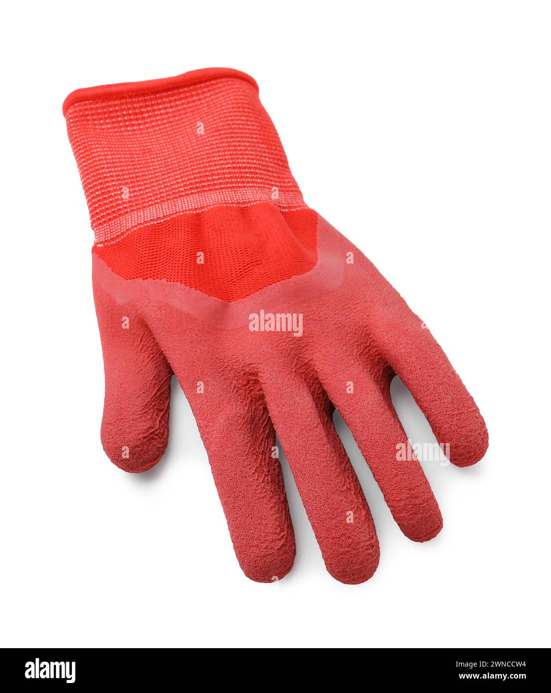 One red gardening glove isolated on white Stock Photo - Alamy