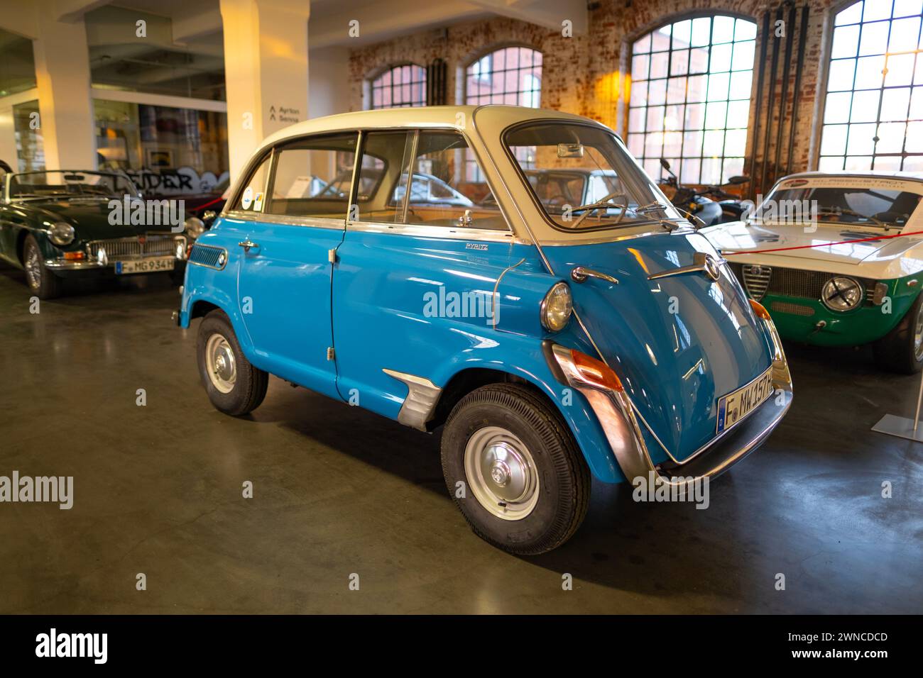 blue vintage BMW Isetta 300, retro german car 1959, Oldtimer car ...