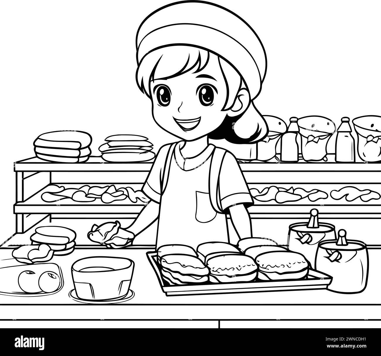 Little baker with bread cartoon hi-res stock photography and images - Alamy