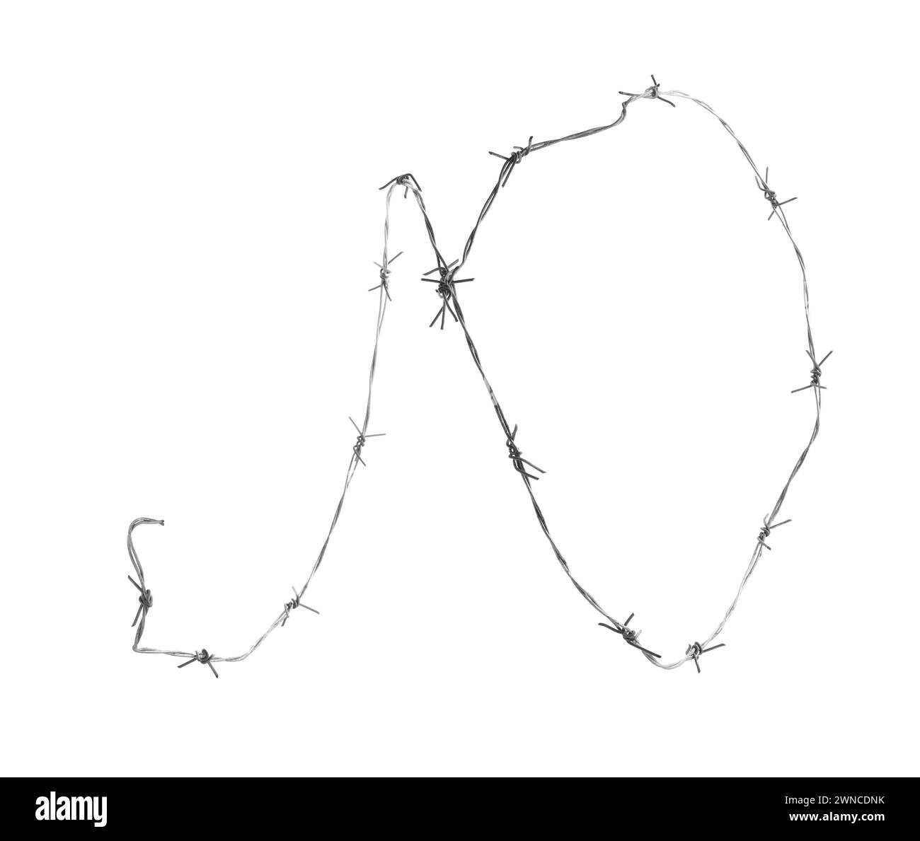 Shiny metal barbed wire isolated on white Stock Photo - Alamy