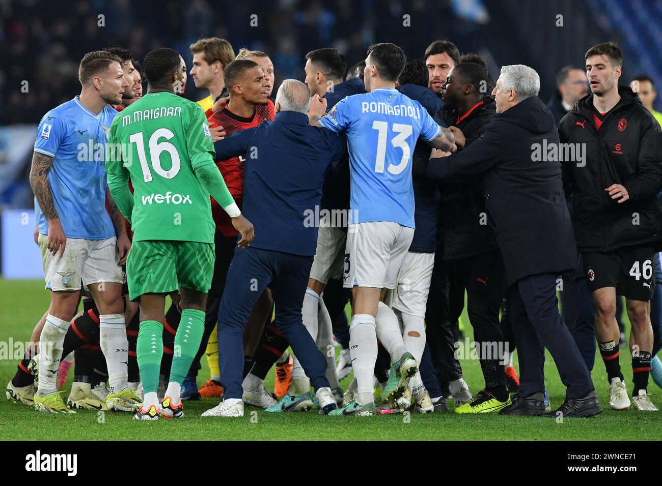 Rome, Lazio. 01st Mar, 2024. The final brawl during the Serie A match ...