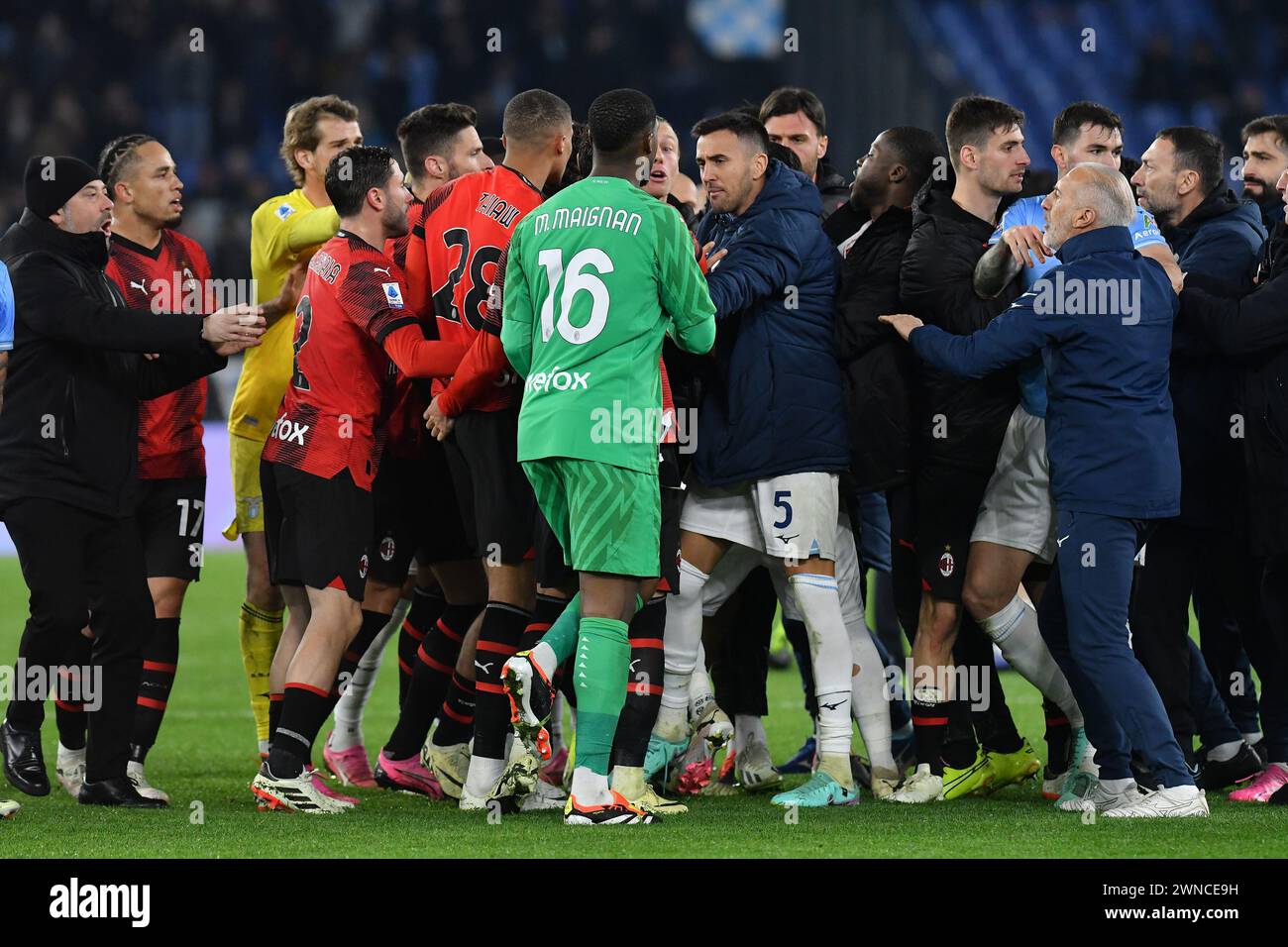 Rome, Lazio. 01st Mar, 2024. The final brawl during the Serie A match ...