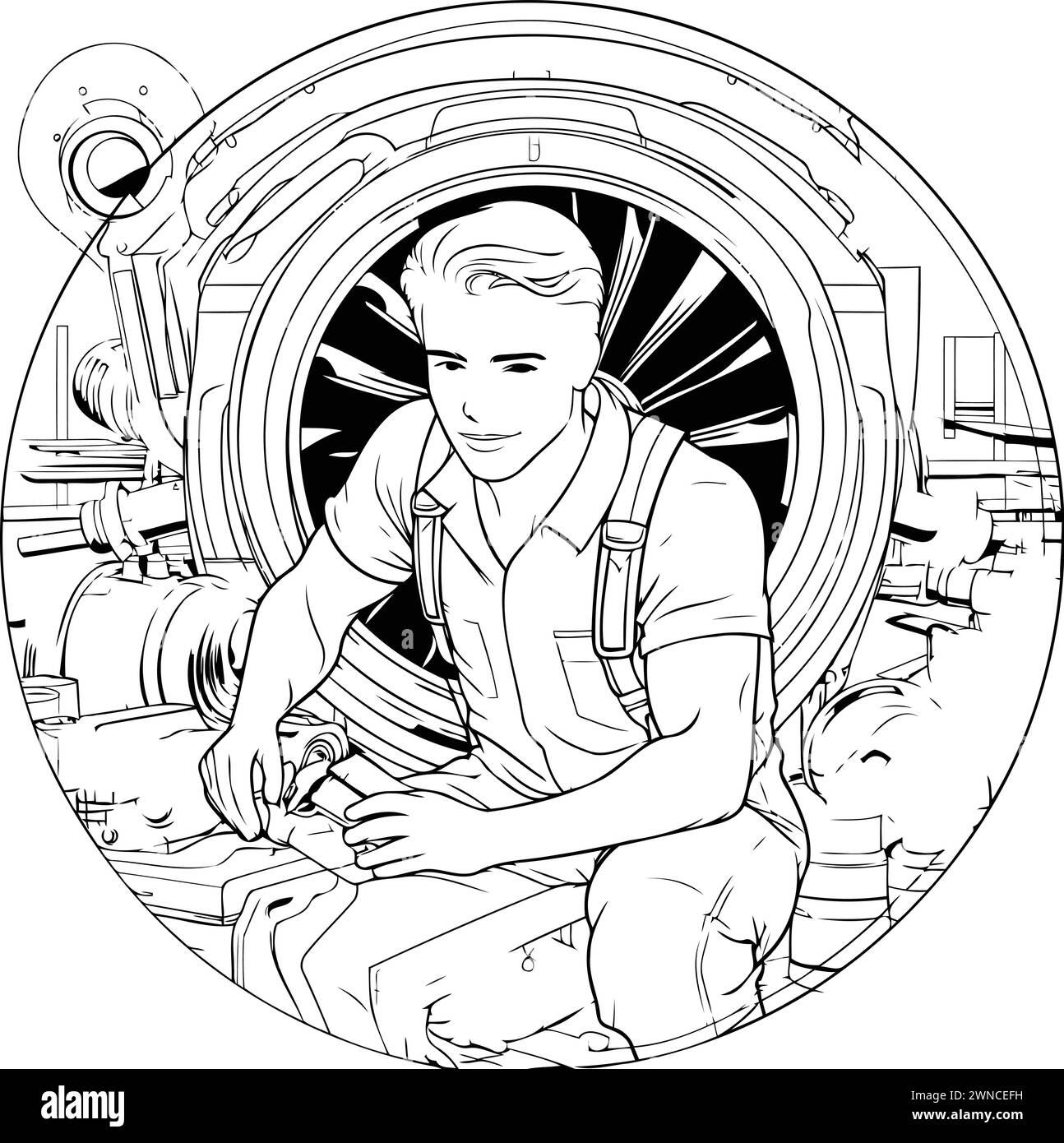 Machinist vector vectors hi-res stock photography and images - Alamy