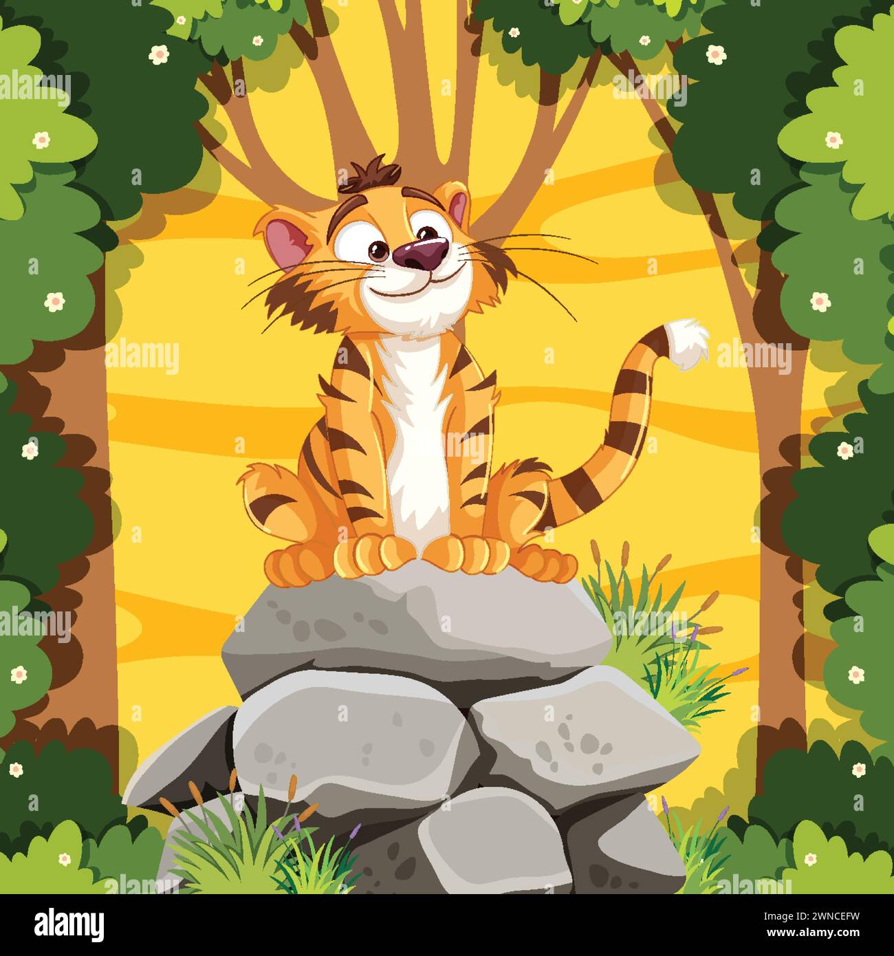 Tiger on rocks Stock Vector Images - Alamy