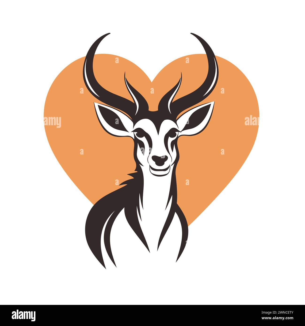 Gazelle head in heart shape on white background. Vector illustration ...